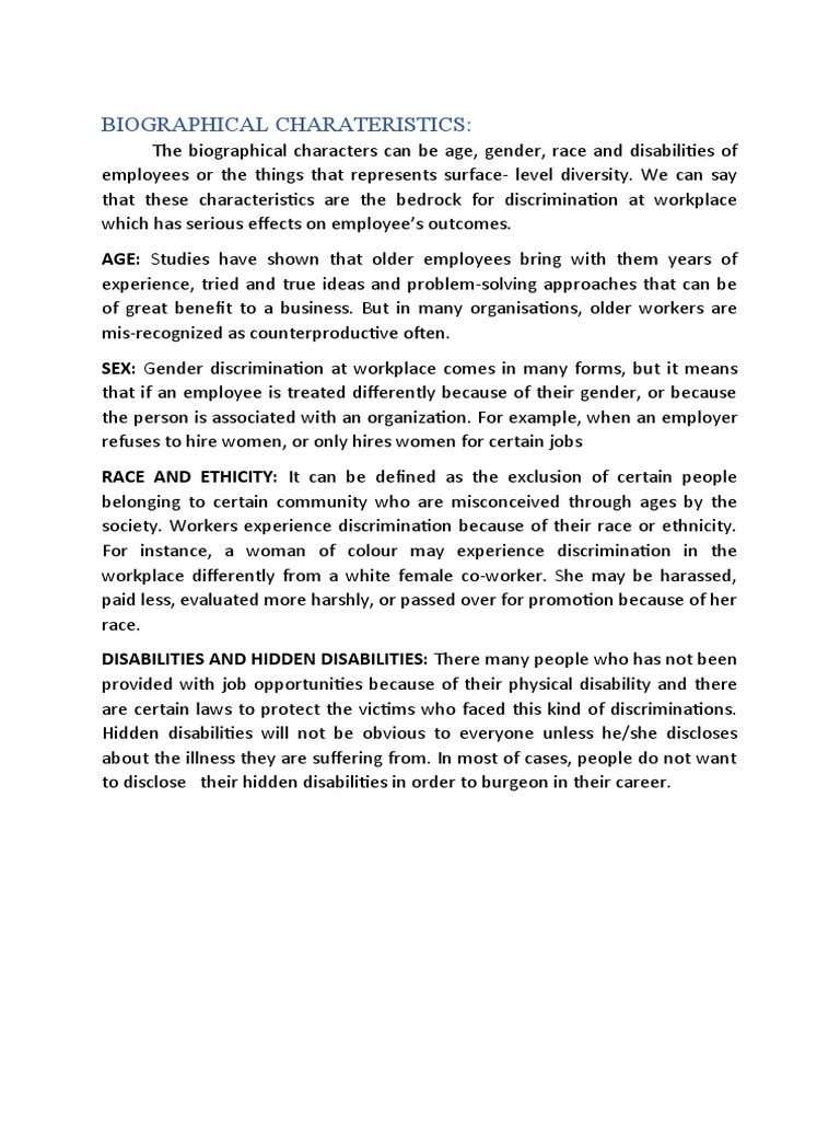 Biographical Charateristics | PDF