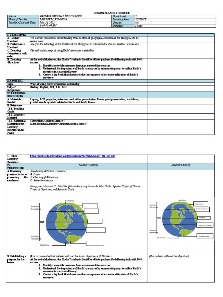 Grade 7 Lesson Plan 2 | PDF | Sustainability | Soil