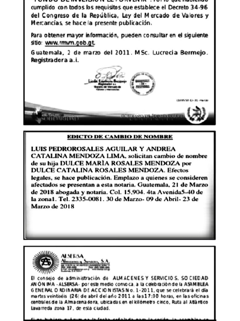 Edicto De Cambio De Nombre Pdf