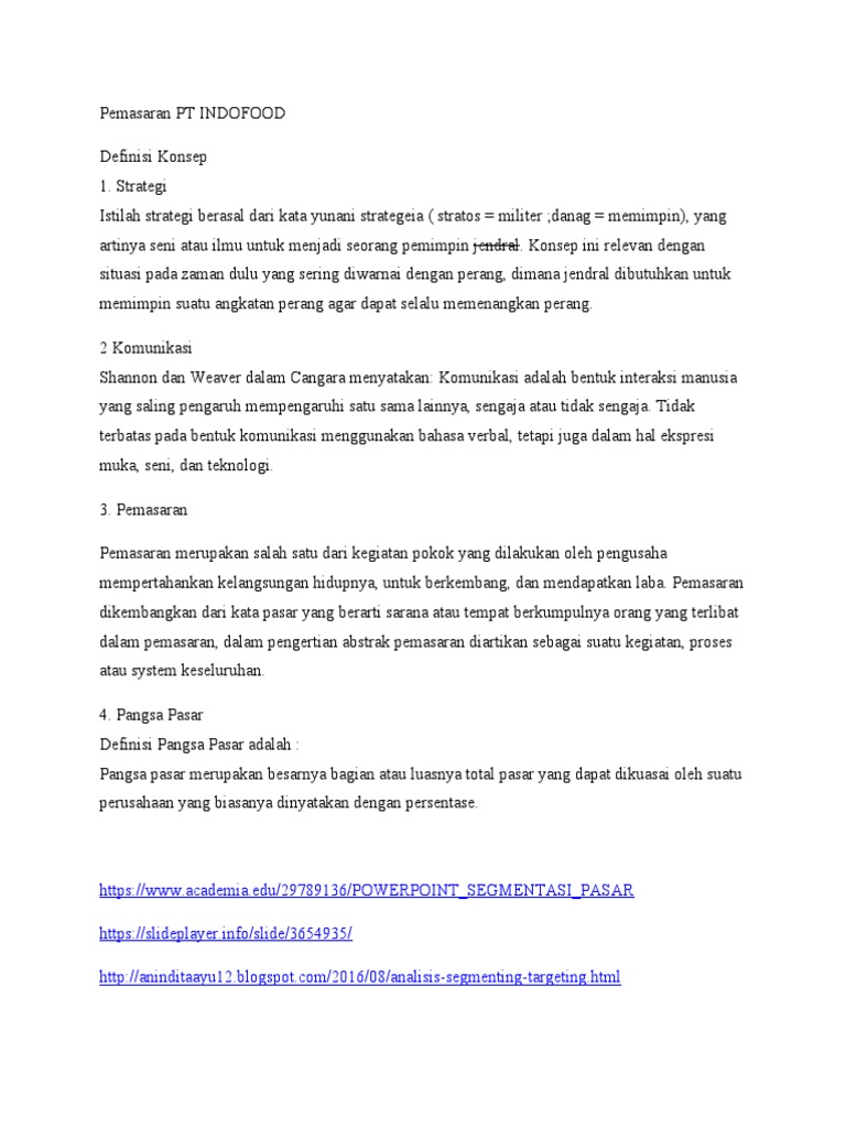 Tugas Pemasaran PT Indofood | PDF