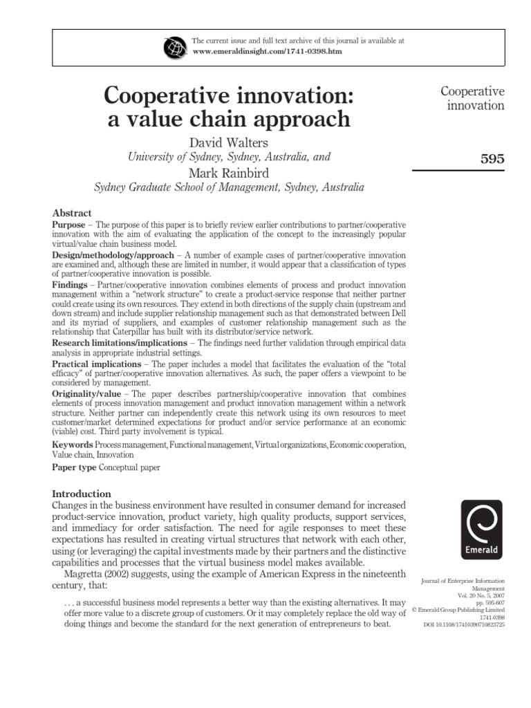 Cooperative Innovation A Value Chain Approach | PDF | Innovation ...