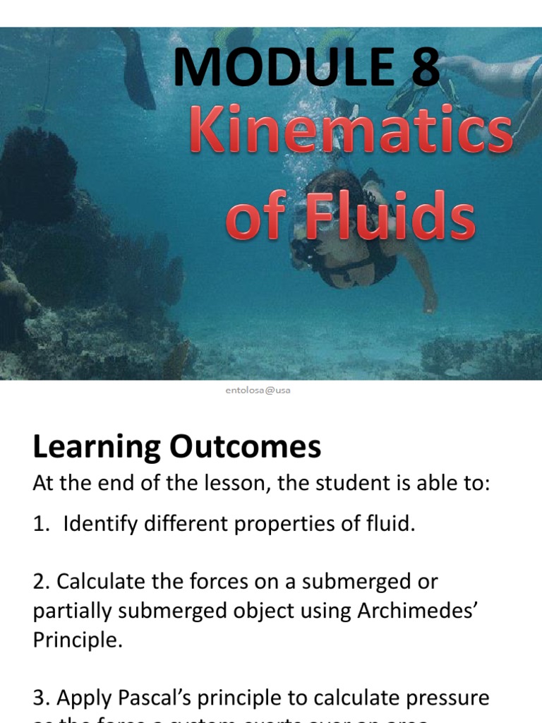 Module 8 Kinematics of Fluids | PDF | Pressure | Density