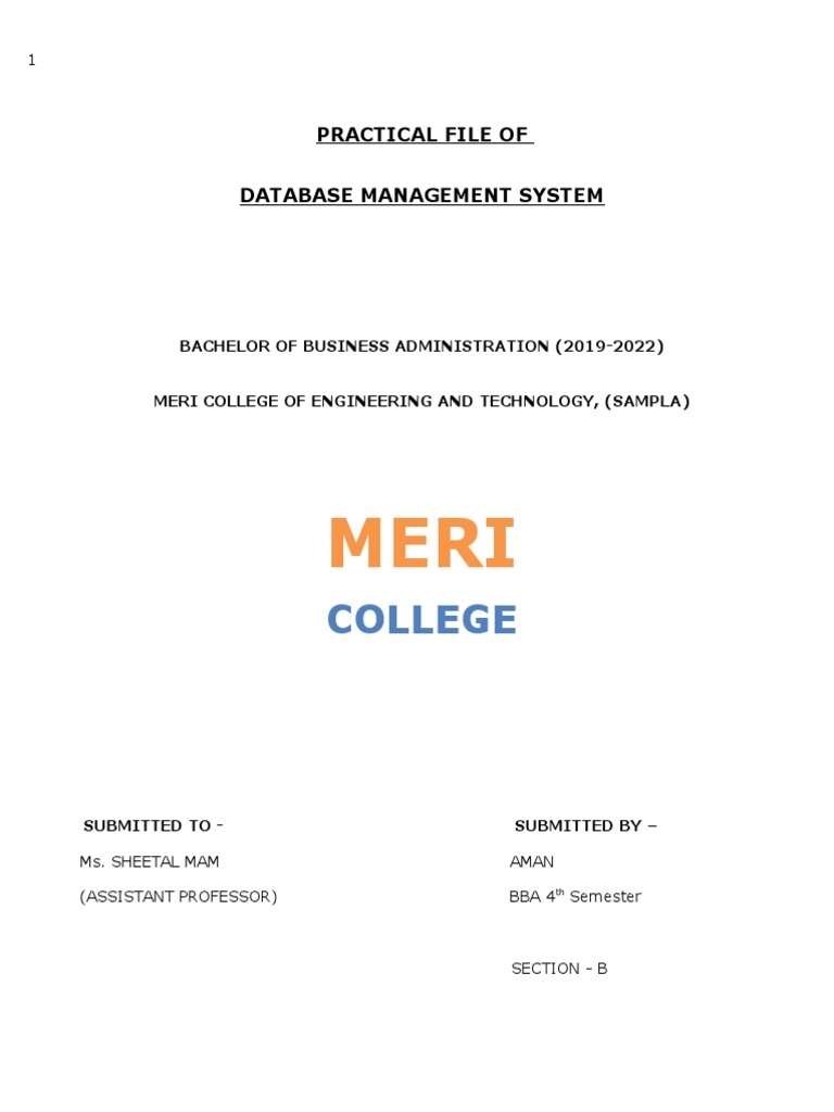 Aman Practical File (1 To 5) | Download Free PDF | Microsoft Access | Databases