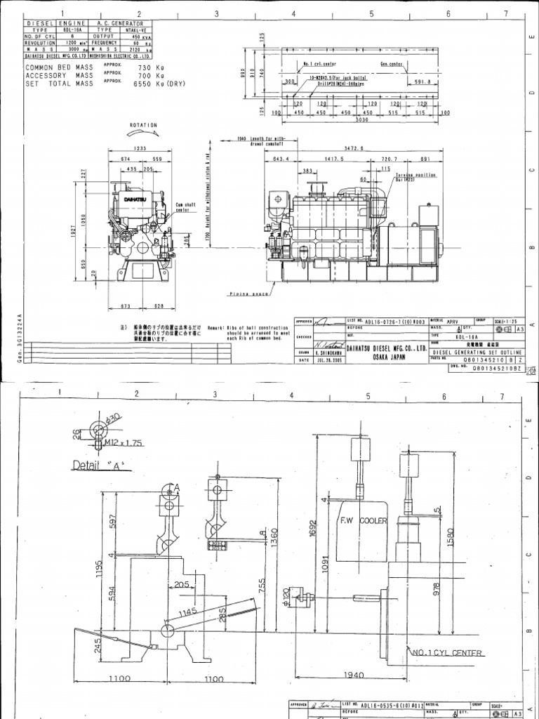 Main Diesel Generator 6dl-16a Drawings | PDF