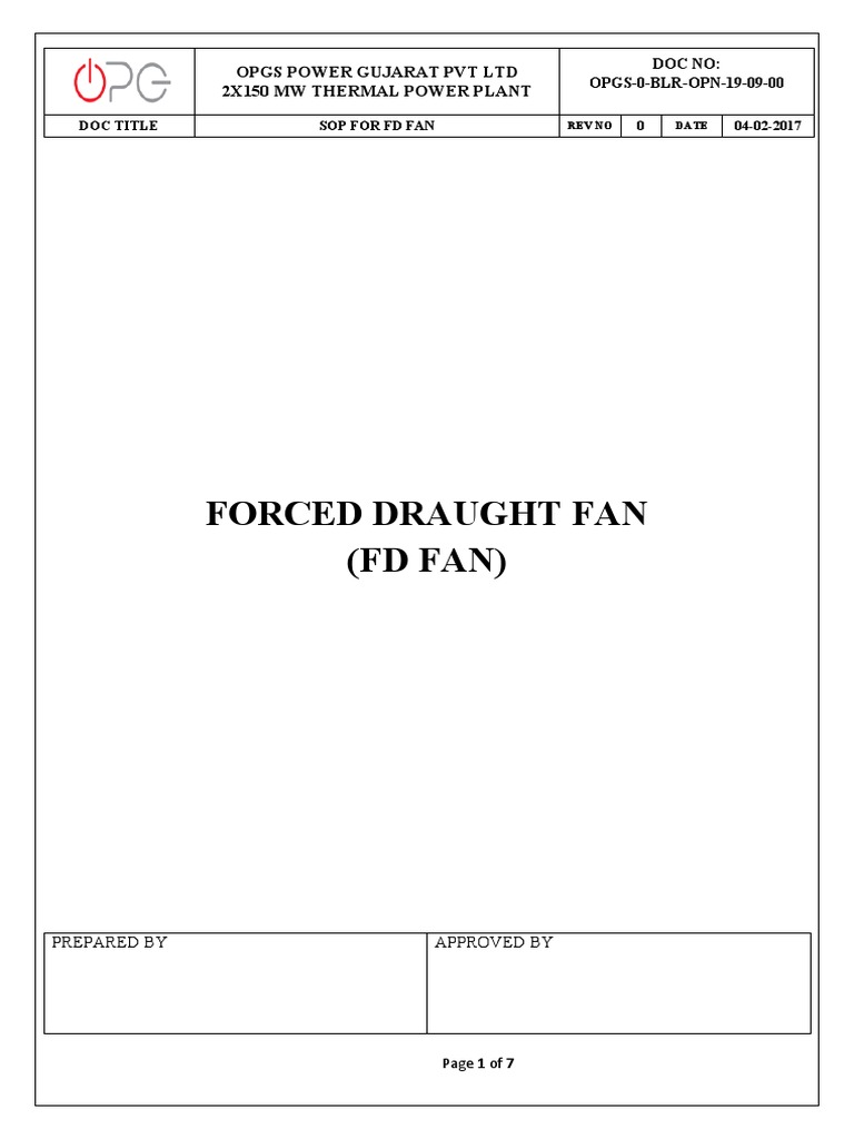 FD Fan Sop - Opg | PDF | Valve | Pump