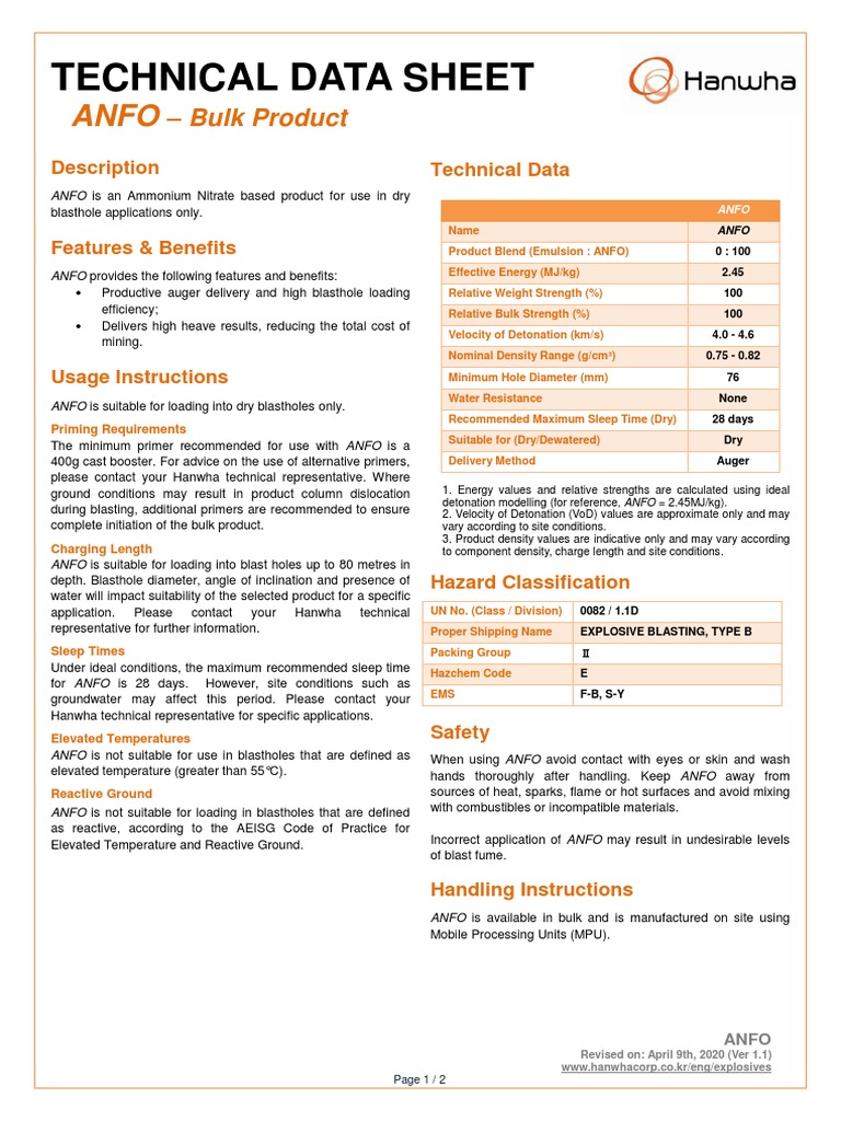 Technical Data Sheet: - Bulk Product | PDF