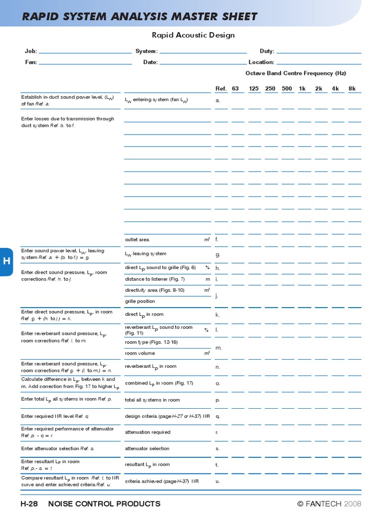 Rapid System Analysis Master Sheet | PDF | Sound | Duct (Flow)