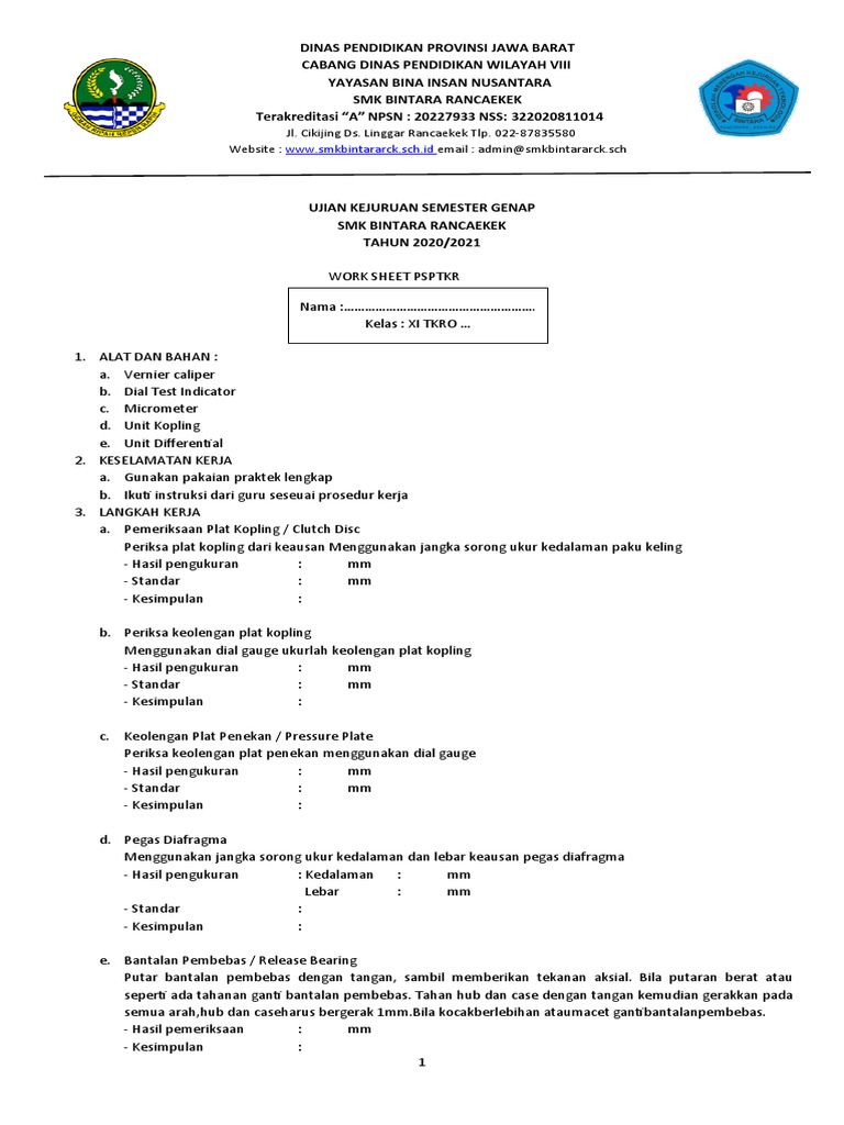 Job Sheet Xi Tkro | PDF