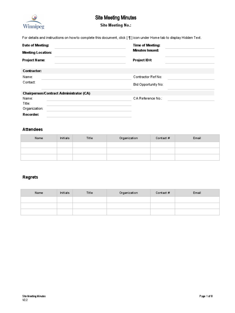 Site Meeting Minutes v2.2 | PDF | Quality Assurance
