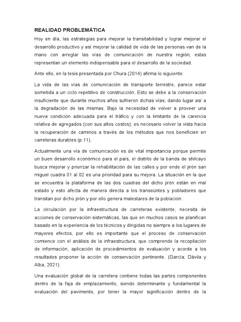 Realidad Problemática | PDF | La carretera | Evaluación