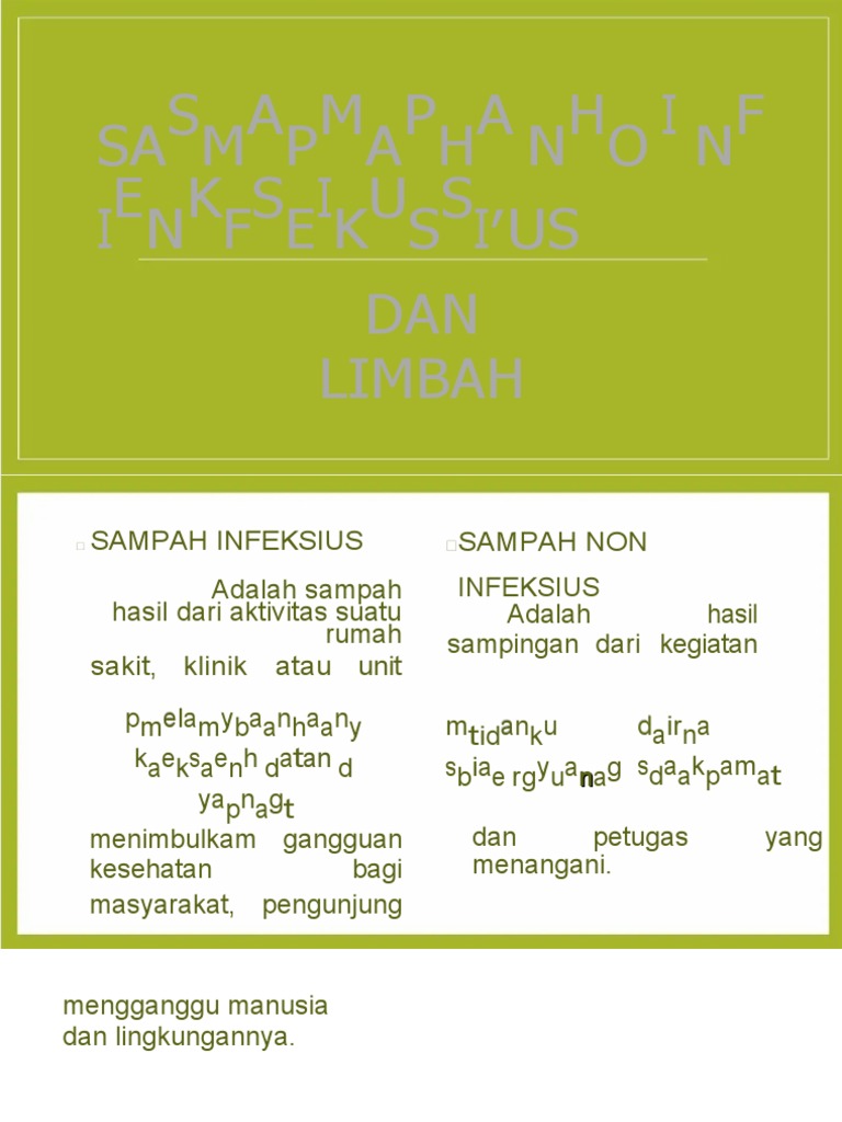 PDF Sampah Infeksius Sampah Non Infeksius Dan Limbahpptx | PDF
