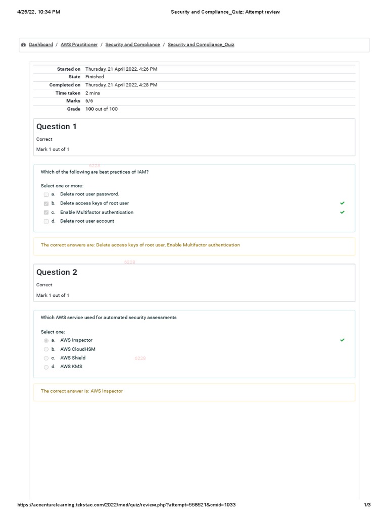 AWS Security and Compliance Quiz Review | PDF | Computer Networking ...