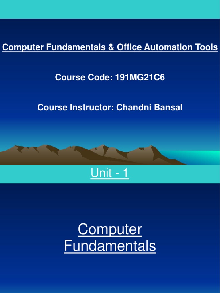 Computer Fundamentals Unit 1 Overview | PDF | Computer Data Storage ...