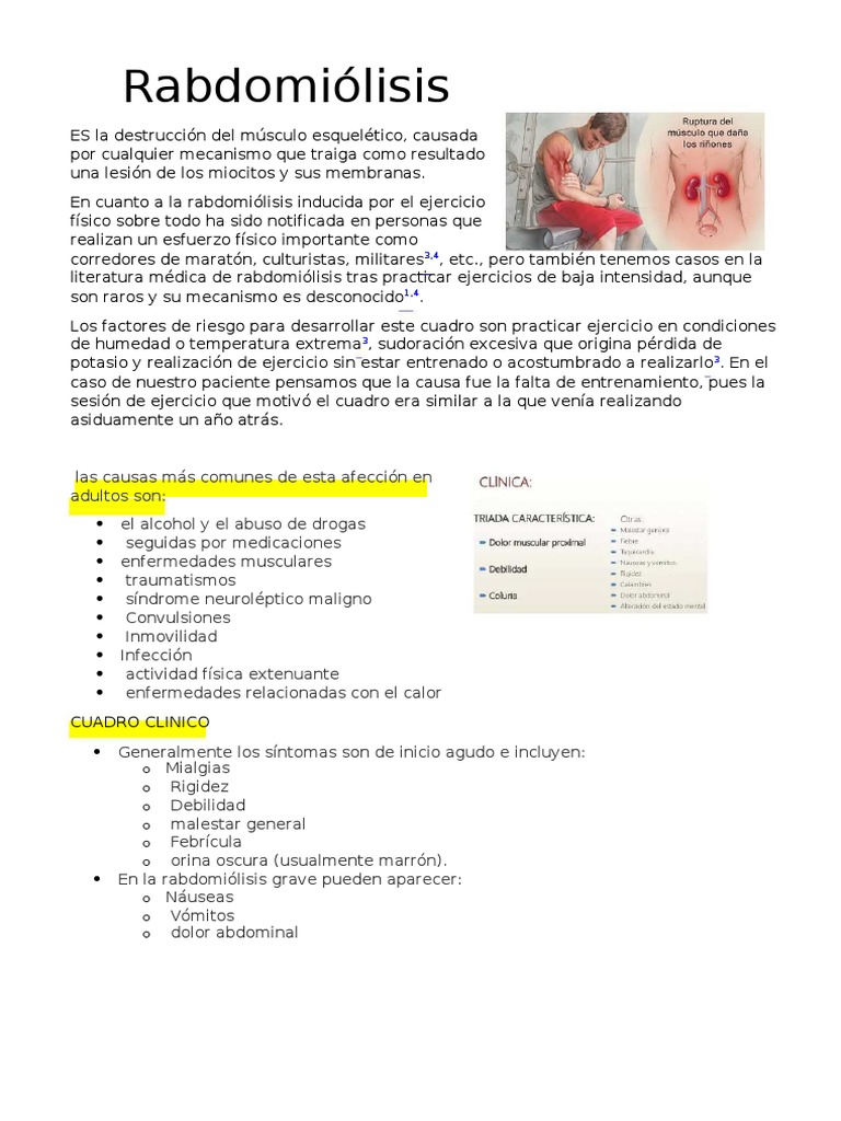 Rabdomiólisis: Causas, Síntomas y Tratamiento | PDF | Fisiología | Medicina