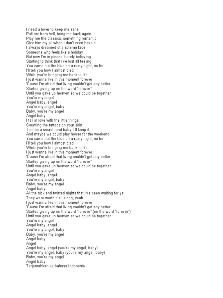 Angel Baby Lyrics | PDF