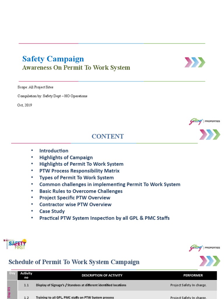 Safety Campaign - Awareness On Permit To Work System | PDF