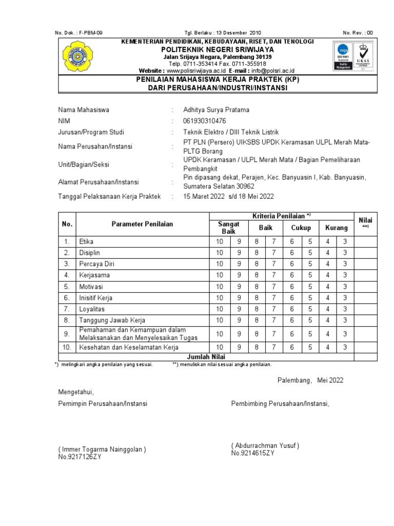Penilaian Adit | PDF