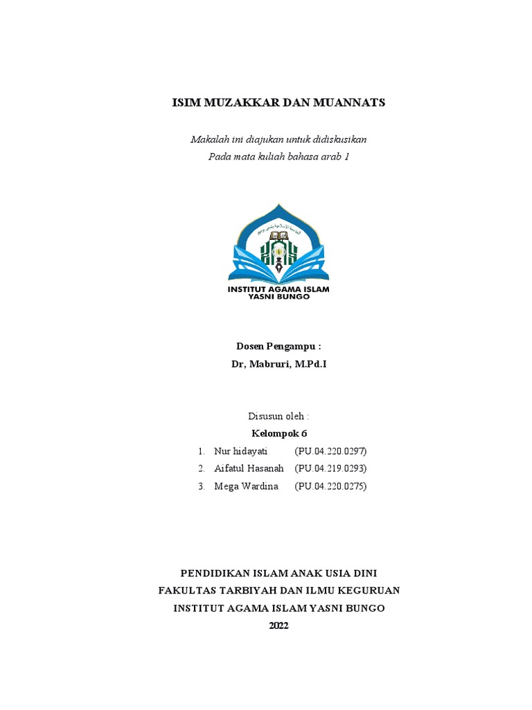 Salin1-Isim Muzakkar Dan Muannast 1 | PDF