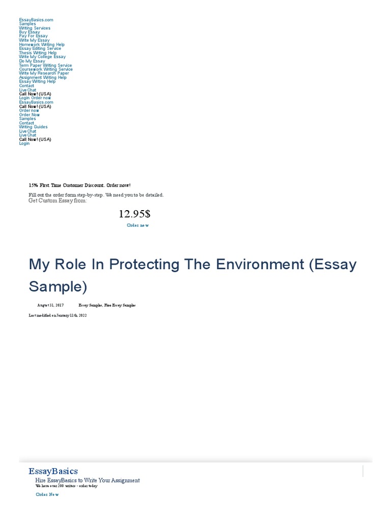 My Role in Protecting The Environment, Essay Sample | PDF | Natural ...