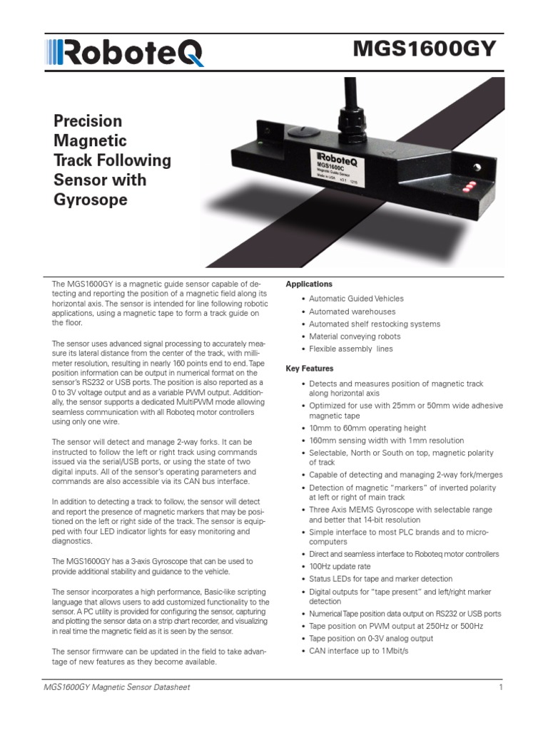 MGS1600GY: Precision Magnetic Track Following Sensor With Gyrosope ...