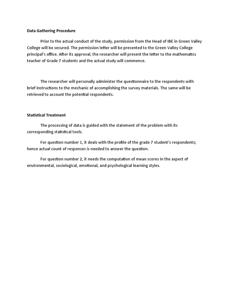 Data Gathering Procedure | PDF | Survey Methodology | Learning Styles