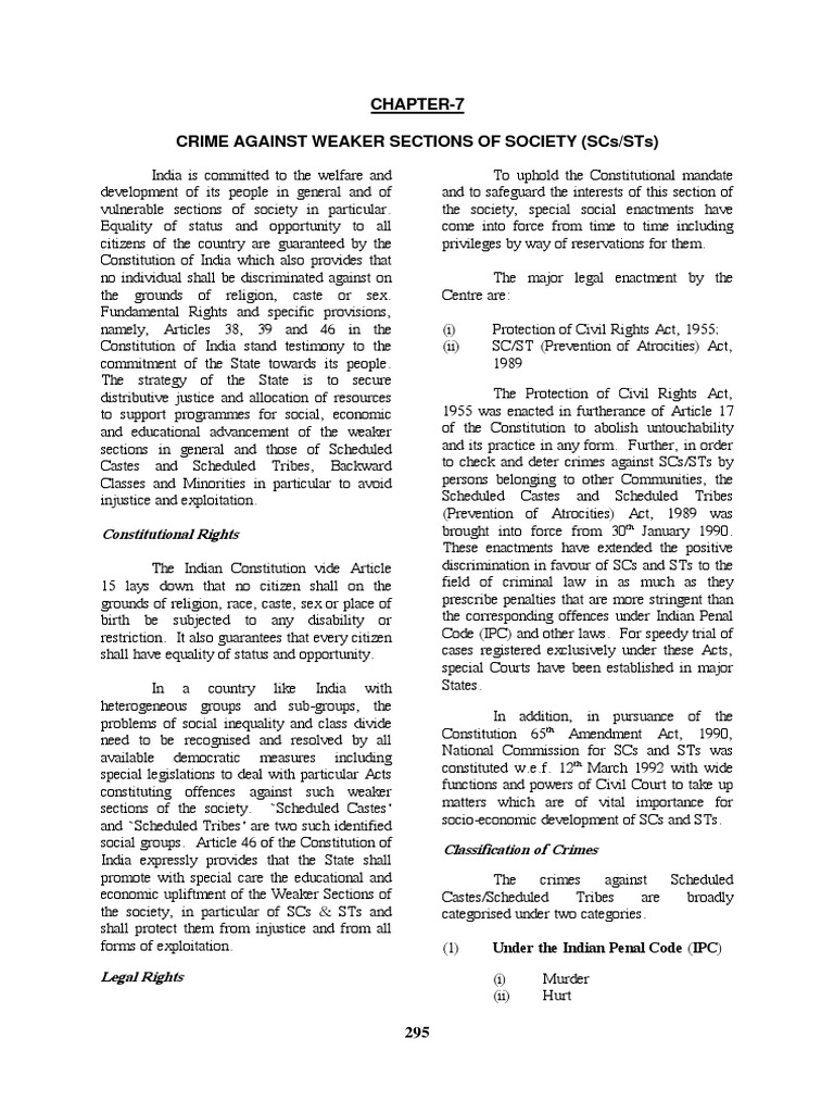 Crime Against Weaker Sections of Society | PDF | Applied Ethics ...