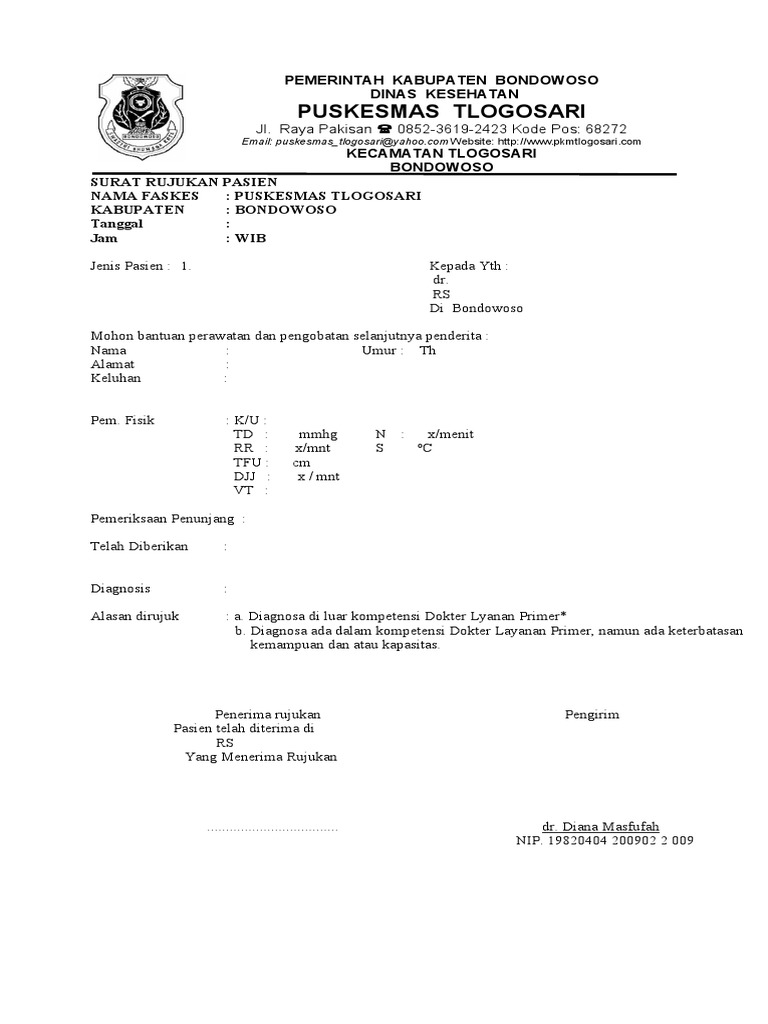 Form Rujukan RS Kosong Jangan Diedit | PDF