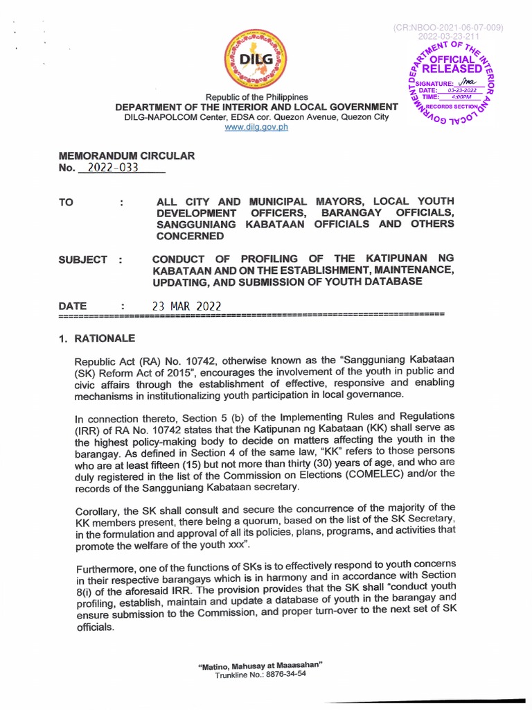 Dilg Memocircular 2022324 - F977fdab94 | PDF | Government