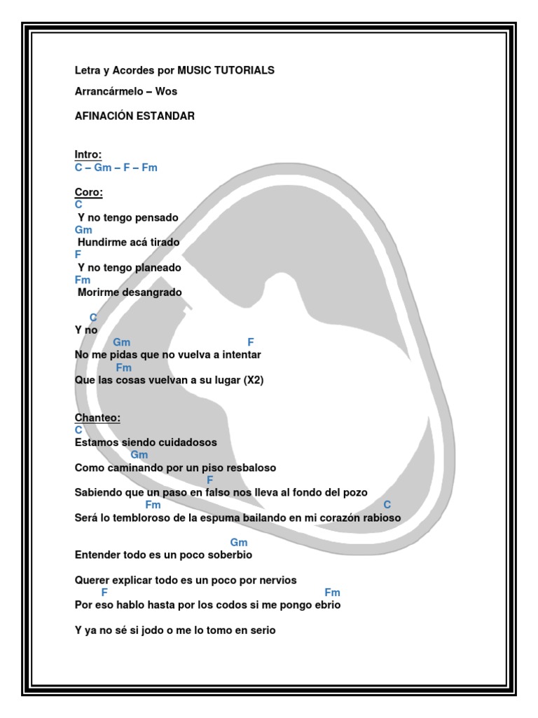 Arrancármelo Wos Letra y Acordes by MUSICTUTORIALS | PDF