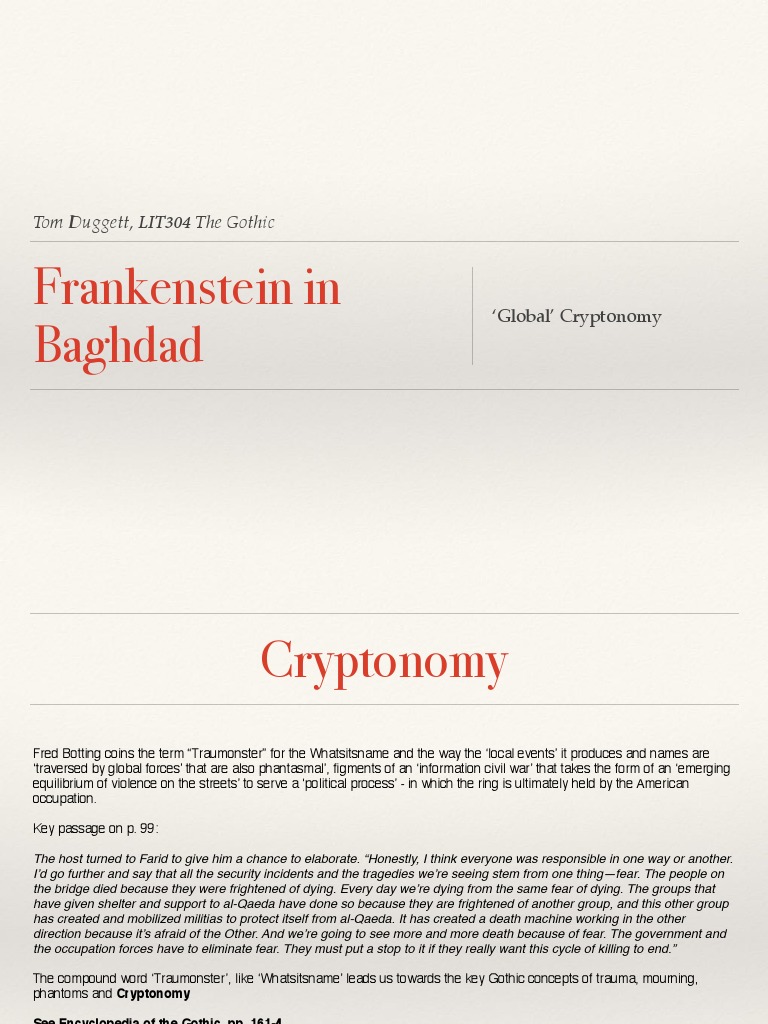 Seminar - Frankenstein in Baghdad and Cryptonomy | PDF | Psychology