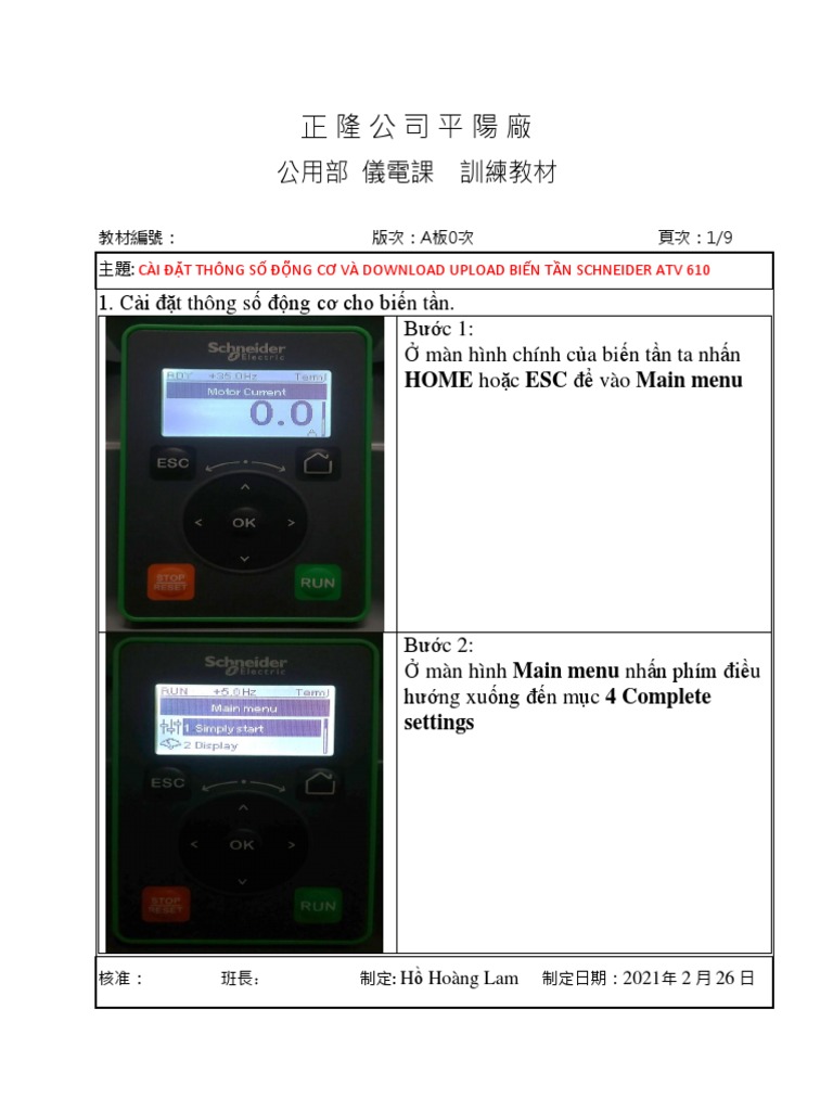 OJT - CÀI ĐẶT THÔNG SỐ ĐỘNG CƠ VÀ DOWNLOAD UPLOAD BIẾN TẦN SCHNEIDER ...