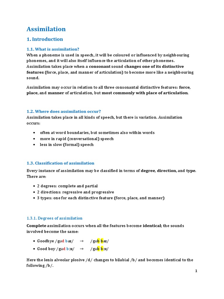 Lesson 10b Assimilation | PDF | English Language | Consonant