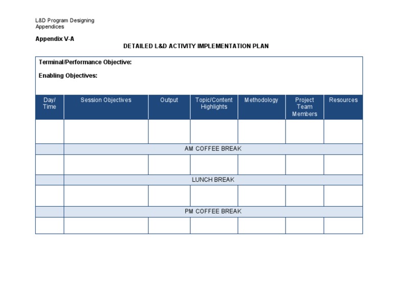 L&D. Designing Activity Implementation Plan | PDF