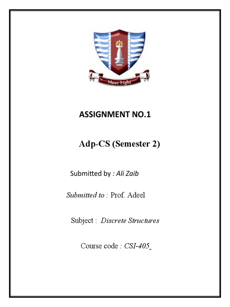 Assignment No.1 Adp-CS (Semester 2) : Submitted By: Ali Zaib | PDF