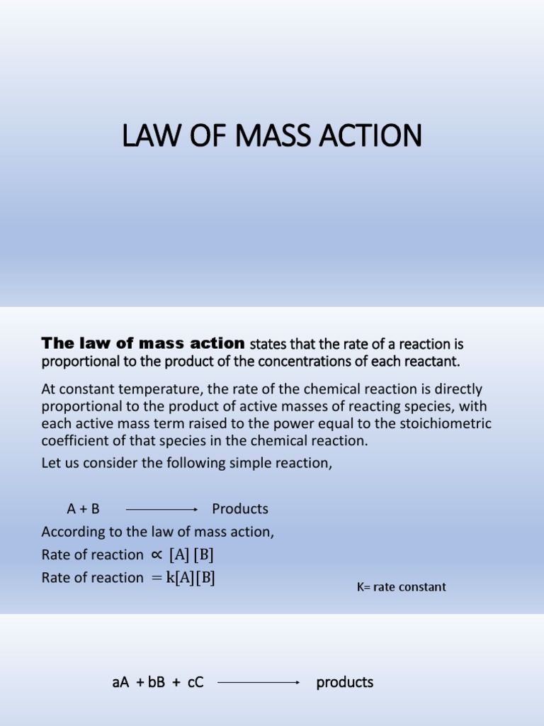 3-Law of Mass Action | PDF | Reaction Rate | Reaction Rate Constant