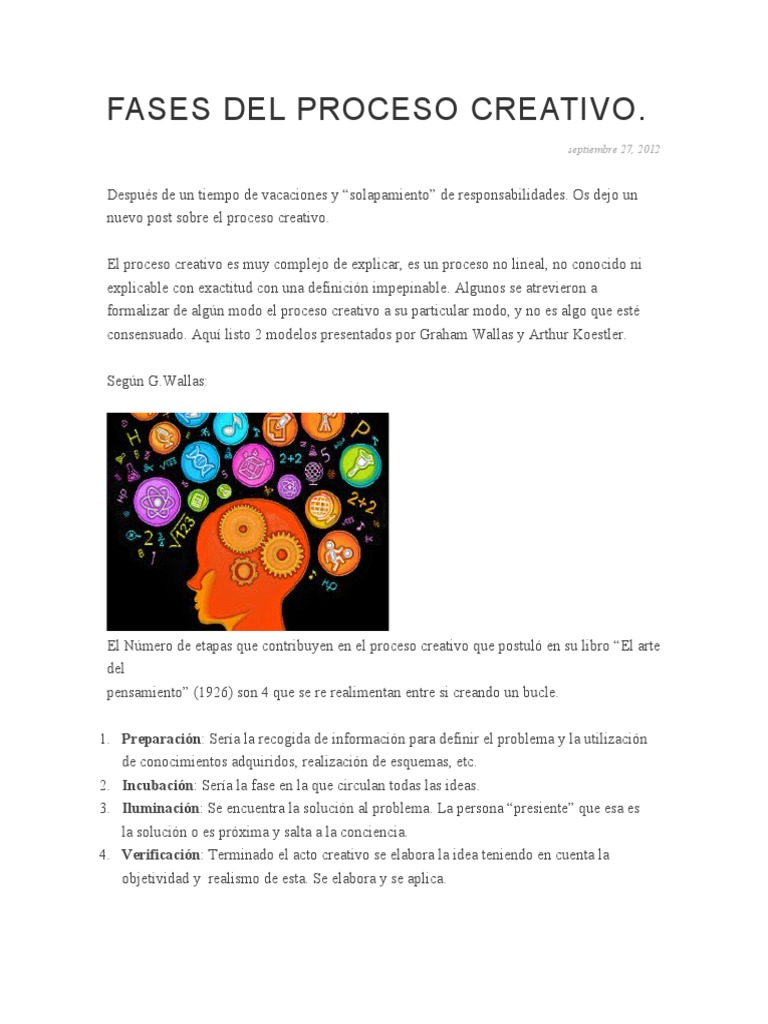 Fases del Proceso Creativo Explicadas | PDF | Creatividad | Cognición