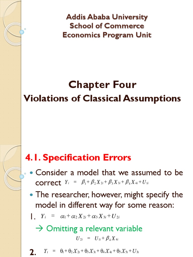 Violations of Classical Assumptions: Chapter Four | PDF | Heteroscedasticity | Errors And Residuals