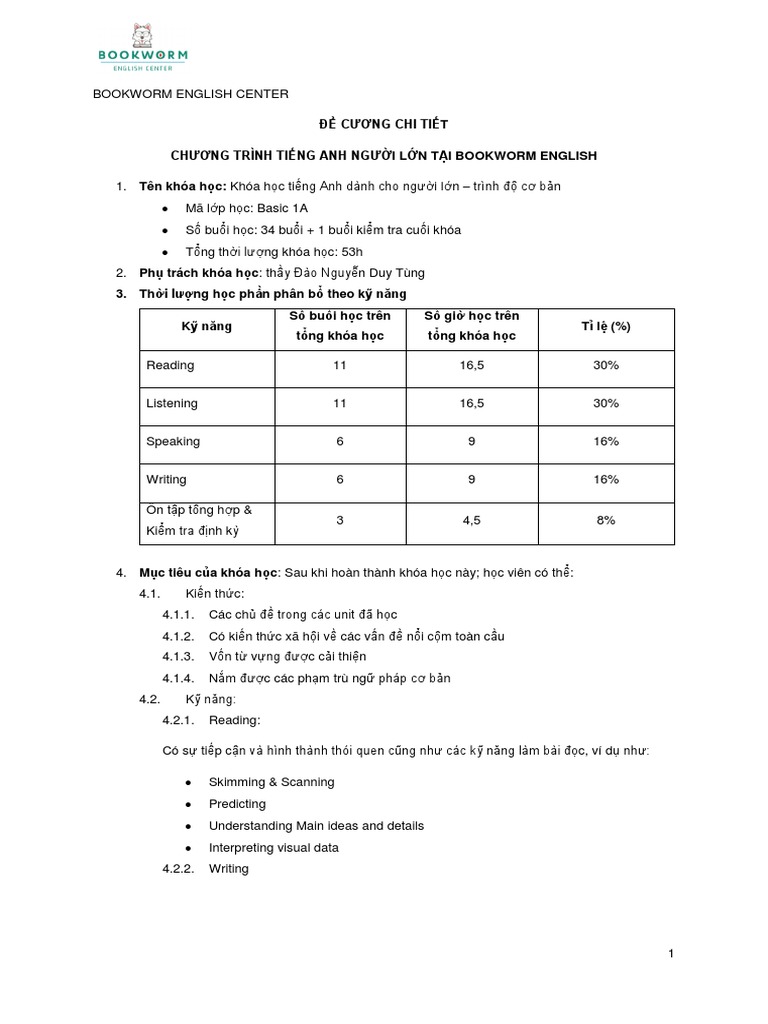 Curriculum - Bookworm | PDF