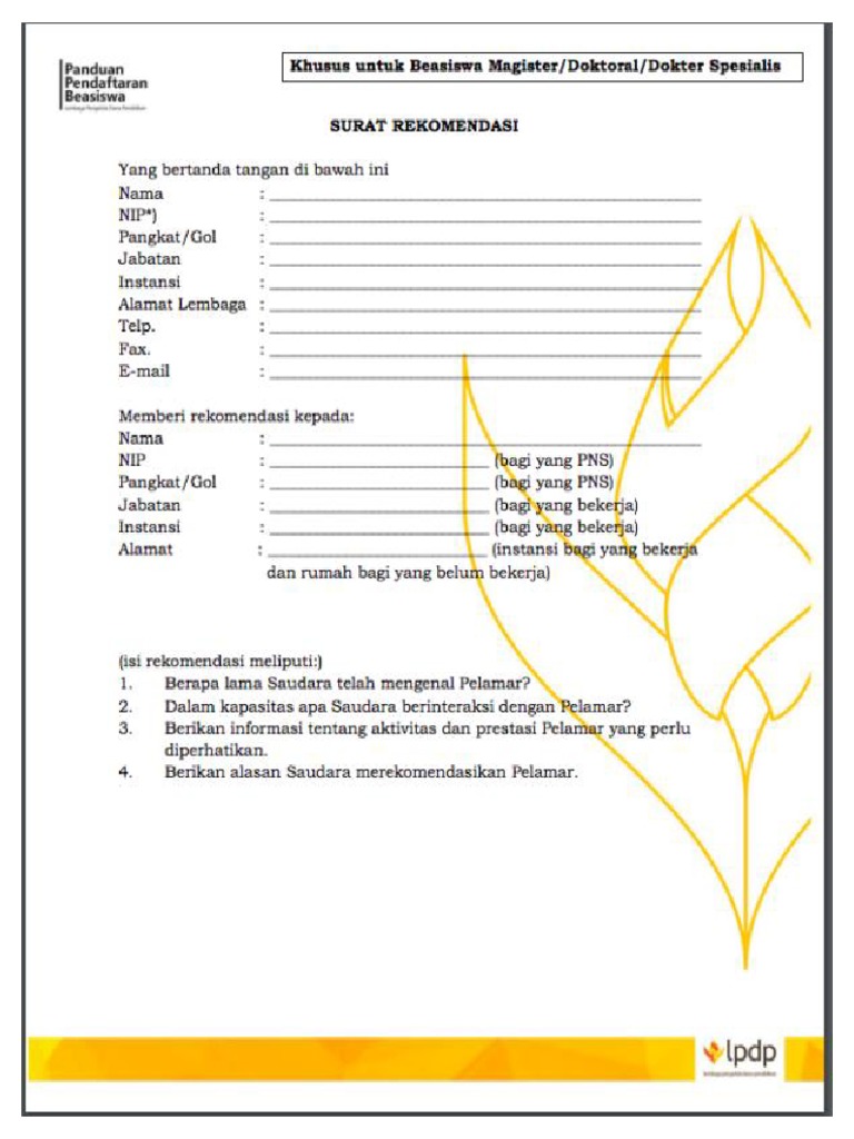 SURAT REKOMENDASI LPDP 2018-Dikonversi | PDF