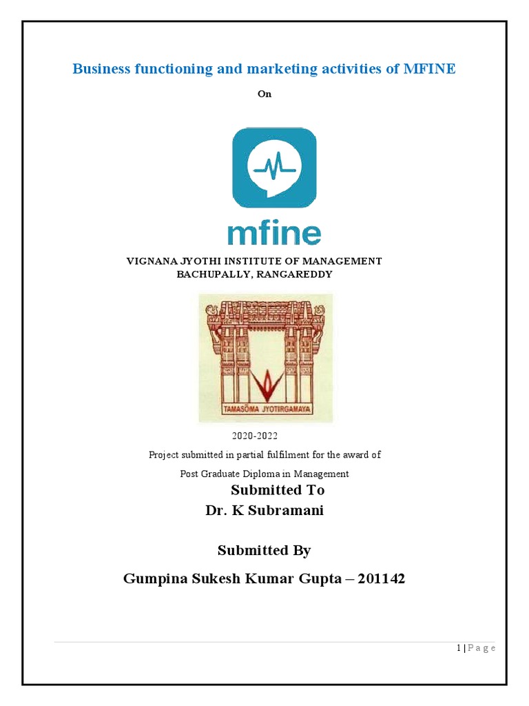 Mfine SIP Report | PDF | Profit (Economics) | Health Care