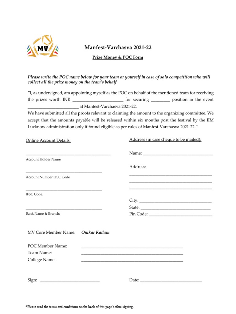 POC Form | PDF | Cheque | Government