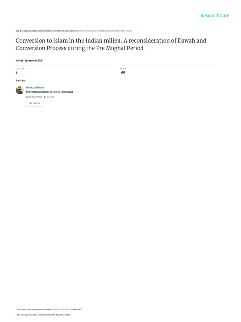 Conversion To Islam in The Indian Milieu: A Reconsideration of Dawah ...
