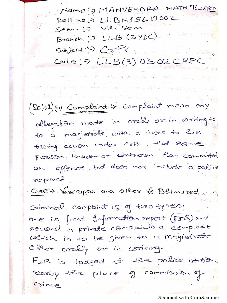 CRPC Answersheet | PDF