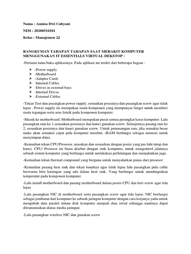 Panduan Merakit Komputer IT Essentials | PDF | Bisnis | Komputer