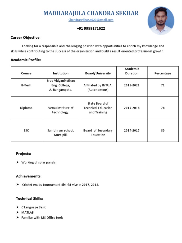 Chandra Sekhar Resume PDF | PDF