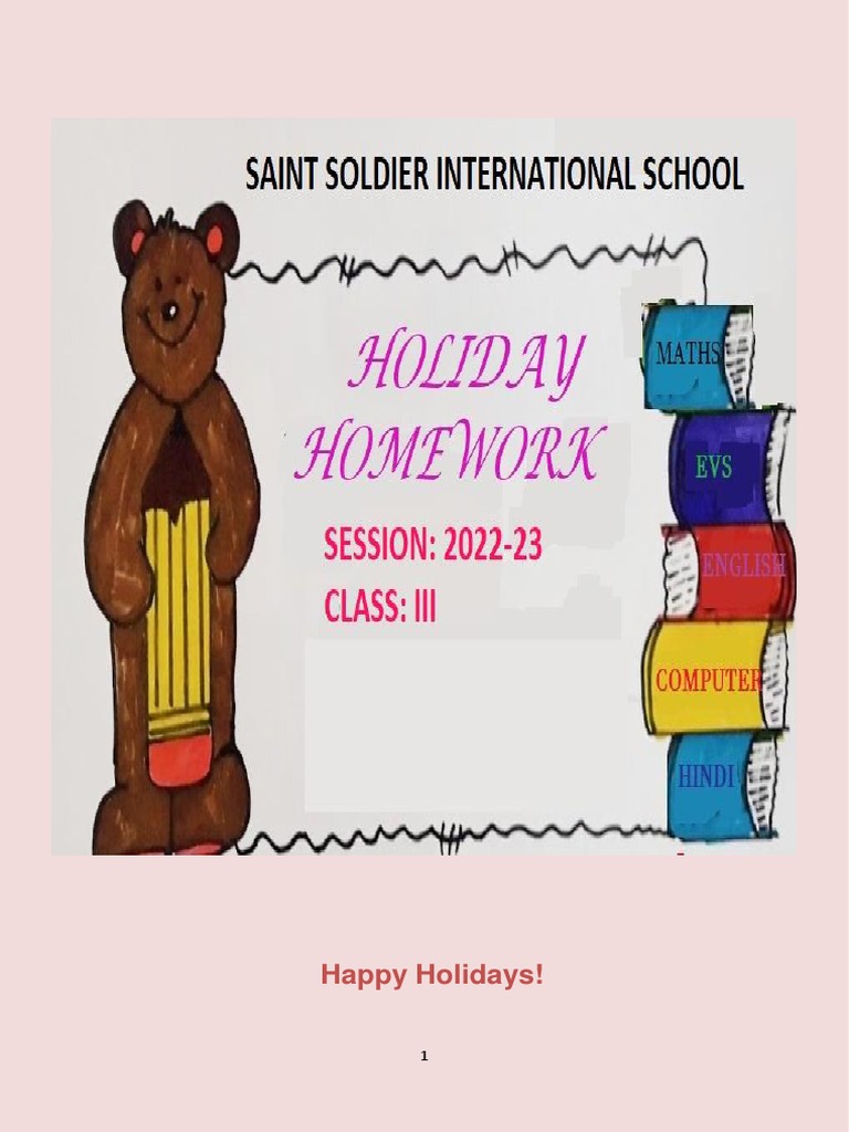 Class III Holiday Homework | PDF | Books