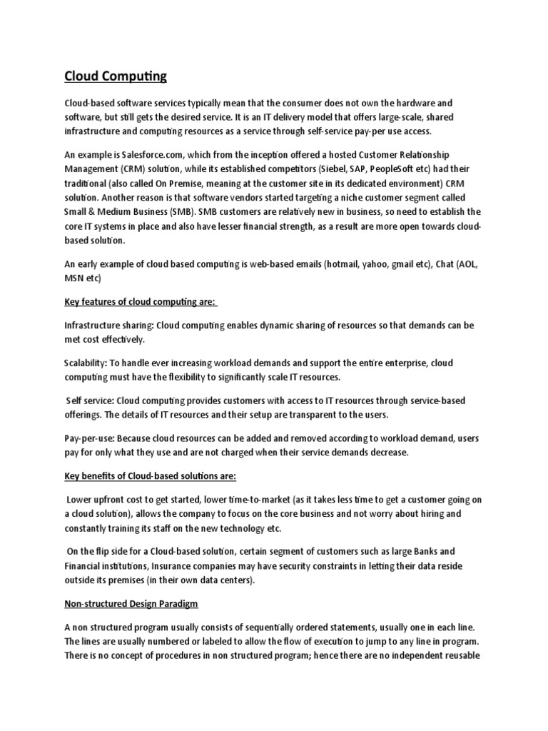 Key Features of Cloud Computing Are | PDF | Cloud Computing | Customer Relationship Management