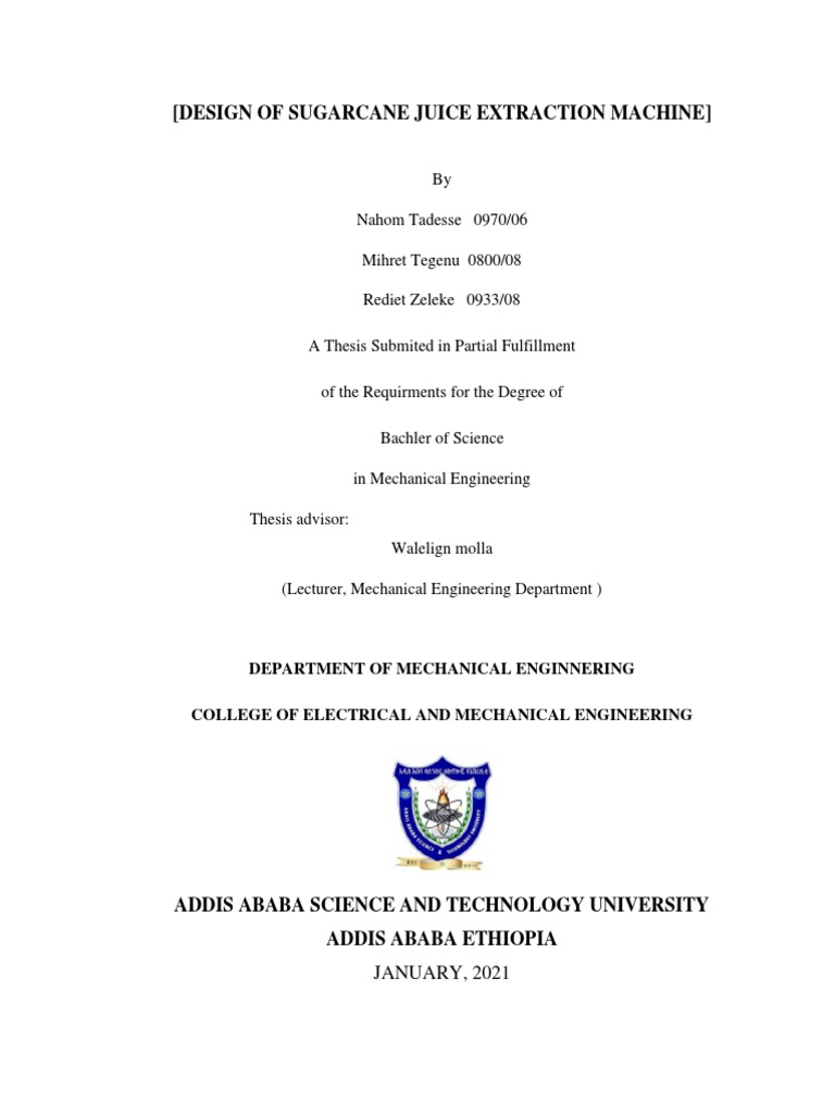 Design of Sugar Cane Machine | PDF | Belt (Mechanical) | Electric Motor