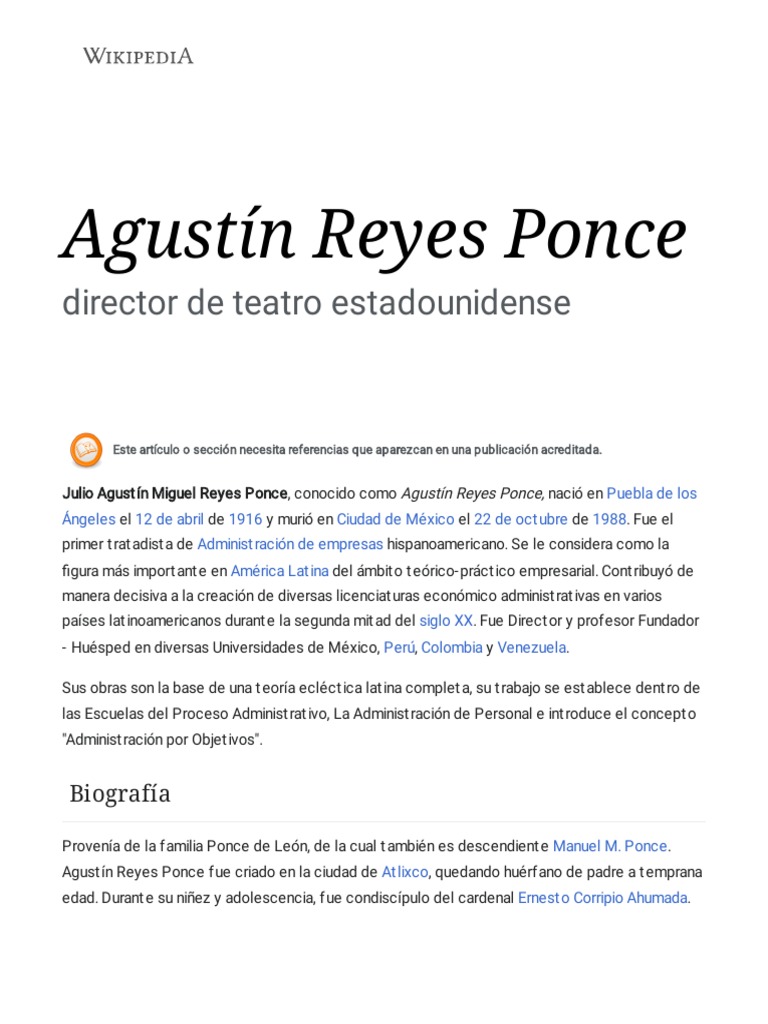 Agustín Reyes Ponce - Wikipedia, La Enciclopedia Libre | PDF