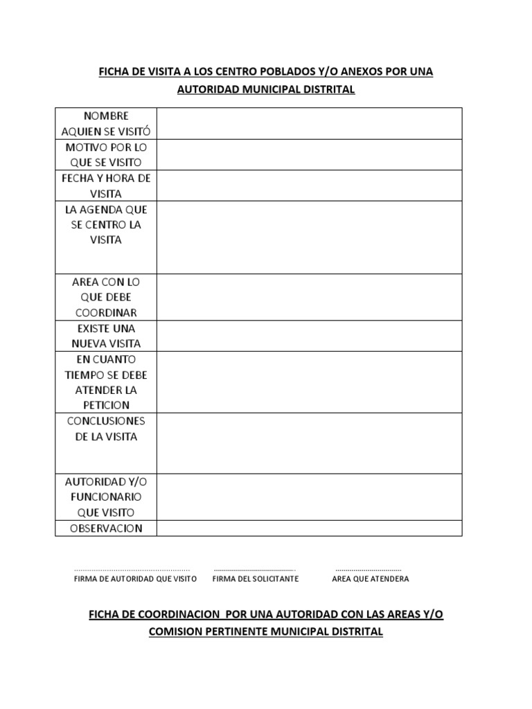 Ficha de Visita A Los Centro Poblados y | PDF | Negocios